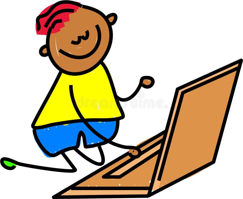Laptop kid stock vector. Illustration of people, technology - 933129
