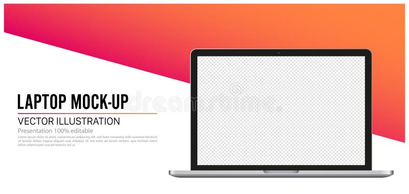 Laptop Layout Mockup for Advertising Presentation, Vector Illustration ...