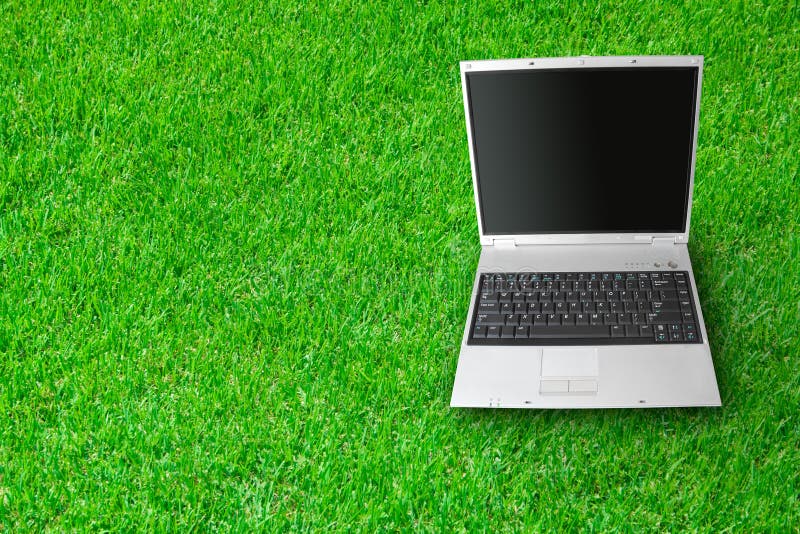 Laptop on grass stock photo. Image of meadow, keyboard - 15139172