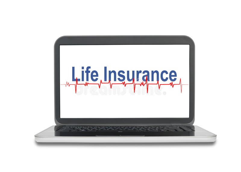 Laptop with Life Insurance Word on Screen Display on Wh Stock Photo ...