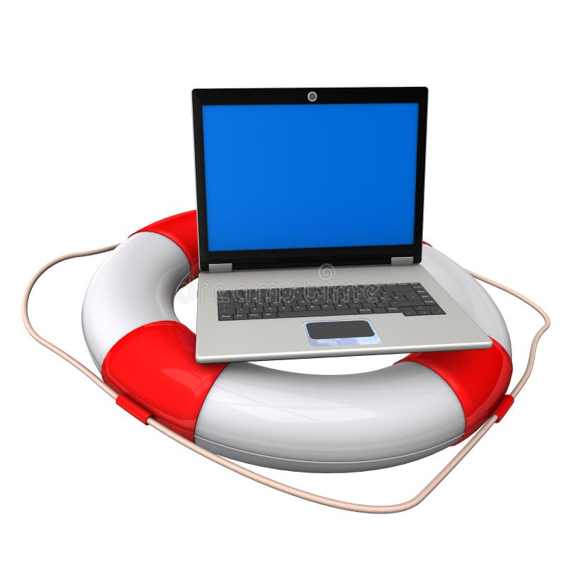 Laptop rescue stock illustration. Illustration of perspective - 9465887