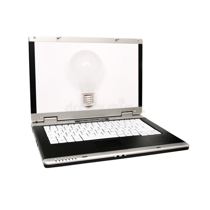 Laptop with a lightbulb stock image. Image of colleagues - 2443537