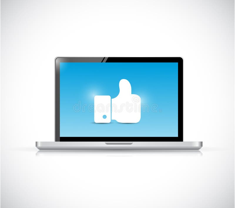 Laptop and Like Hand Illustration Design Stock Illustration ...