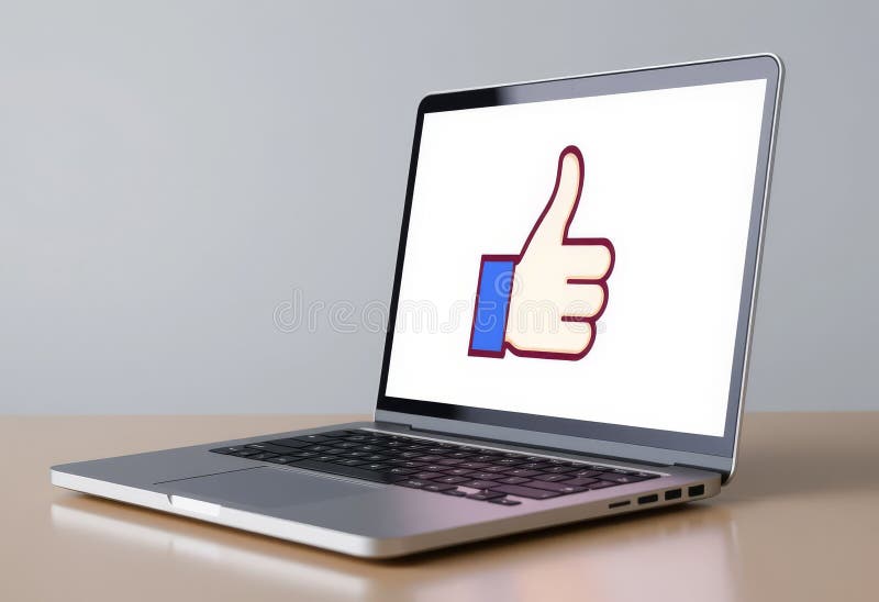 Laptop with Like Icon on the Screen Stock Illustration - Illustration ...