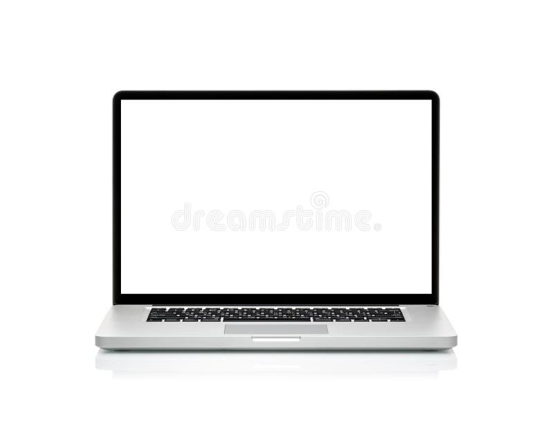 Laptop with Blank Screen Front View Position Isolated on White ...