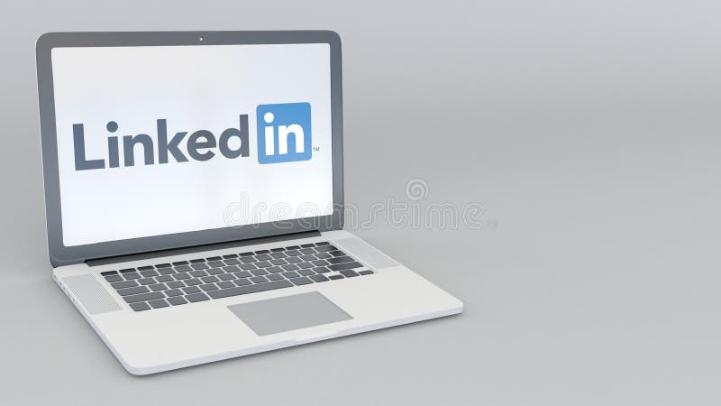 Laptop with LinkedIn Logo. Computer Technology Conceptual Editorial 3D ...