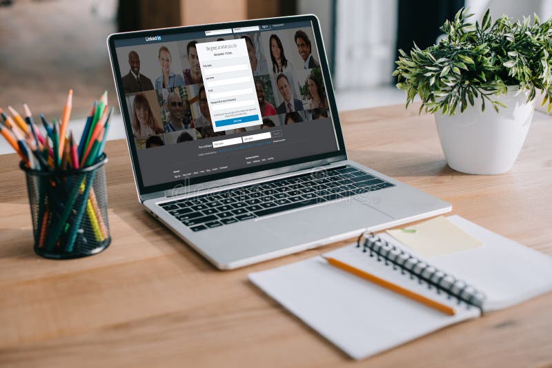 Laptop With LinkedIn Logo. Computer Technology Conceptual Editorial 3D ...