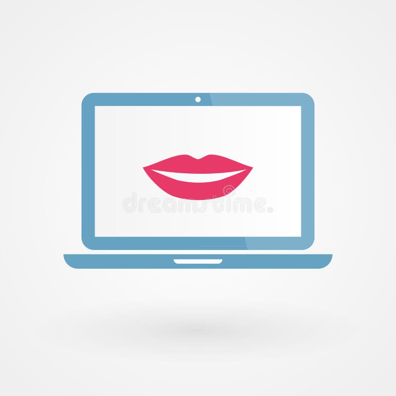Laptop and Lips. Concept of Communication. Vector Illustration, Flat ...