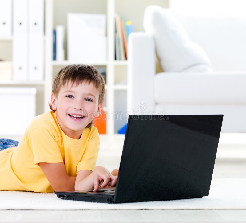 Laptop for little boy stock image. Image of laptop, happy - 17140089