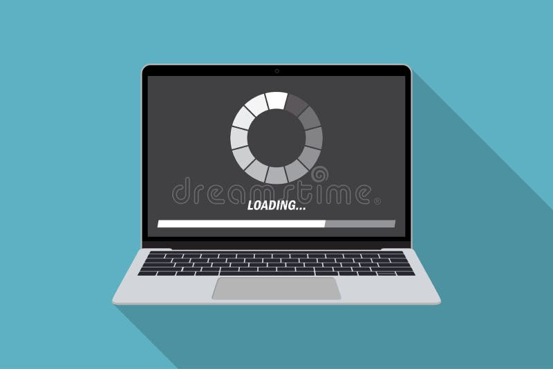 Laptop with Loading Process System in a Flat Design Stock Vector ...