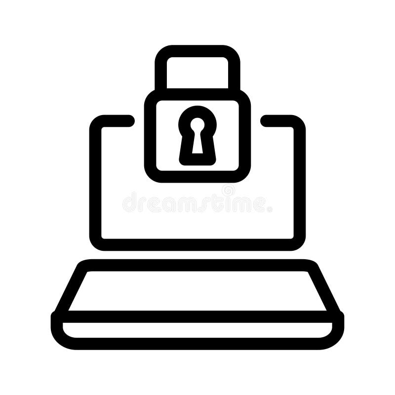 Laptop lock icon stock vector. Illustration of beautiful - 219805437