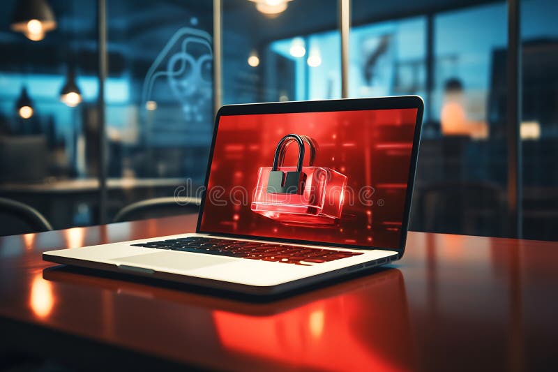 Laptop with Lock Icon on Screen. Internet Security Concept Stock ...