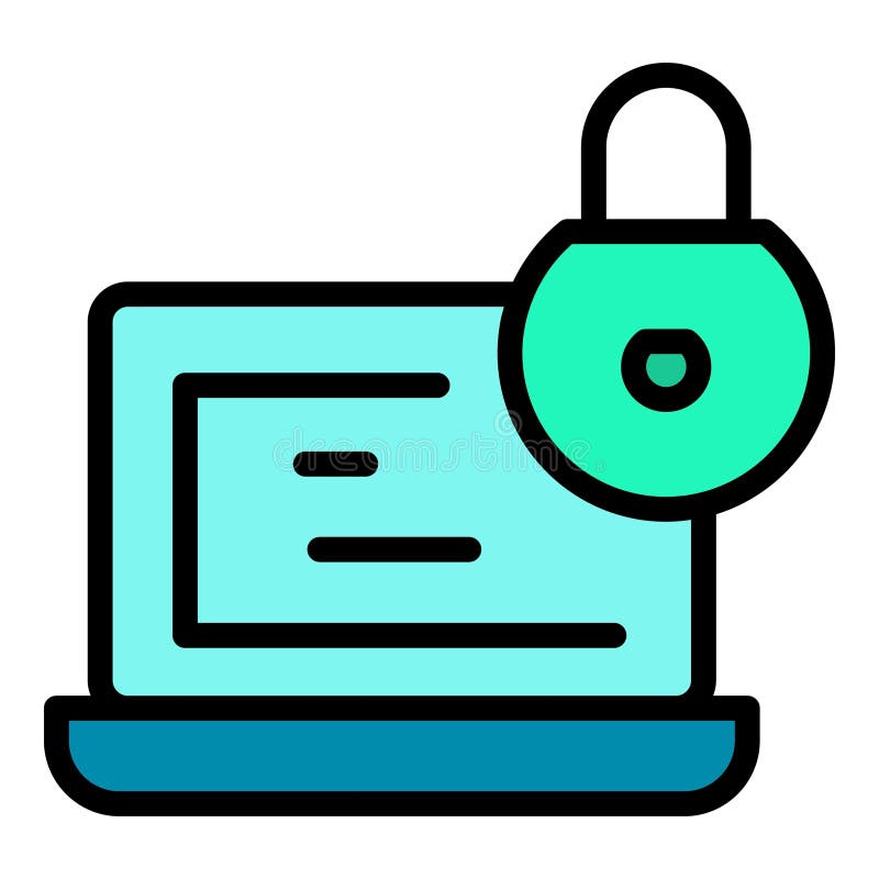 Laptop with Lock on the Screen Stock Illustration - Illustration of ...