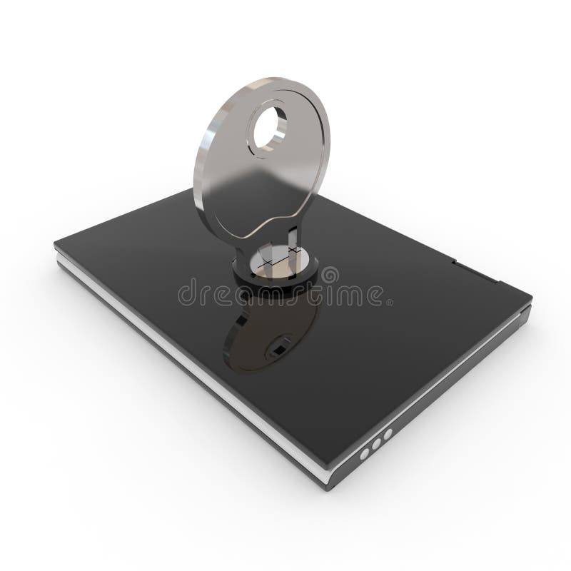 Laptop with Lock and Key. Concept of Security Stock Illustration ...