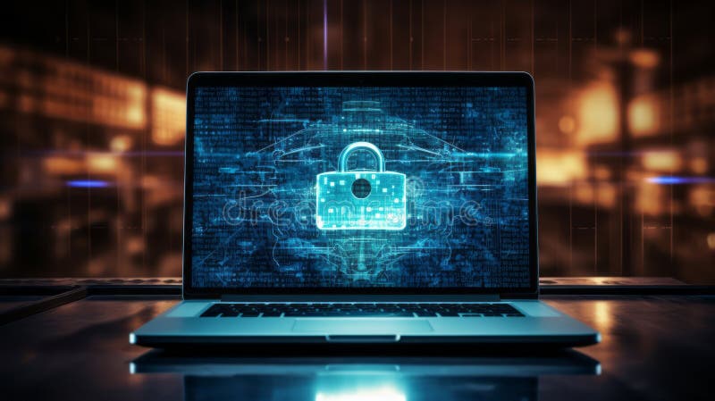 Laptop with Lock on the Screen Stock Illustration - Illustration of ...