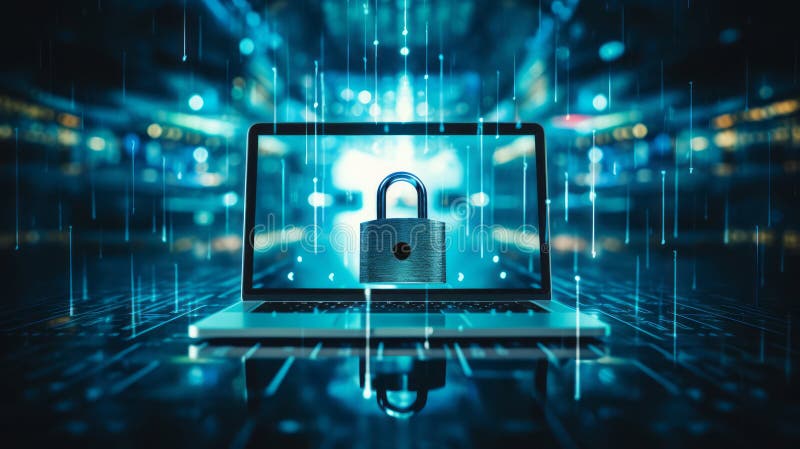 Laptop with Lock on the Screen Stock Illustration - Illustration of ...