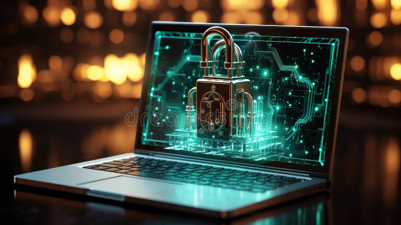 A Laptop with a Lock on the Screen. Generative AI Image. Stock ...