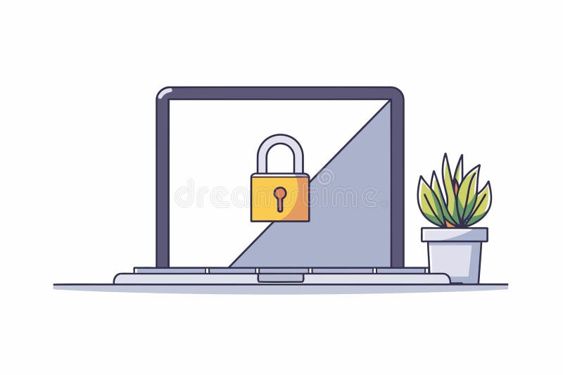 Laptop with Lock Symbol Isolated Vector Style Stock Vector ...