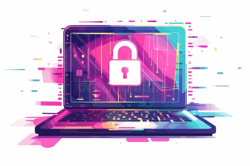 Laptop with Lock Symbol Isolated Vector Style Stock Vector ...
