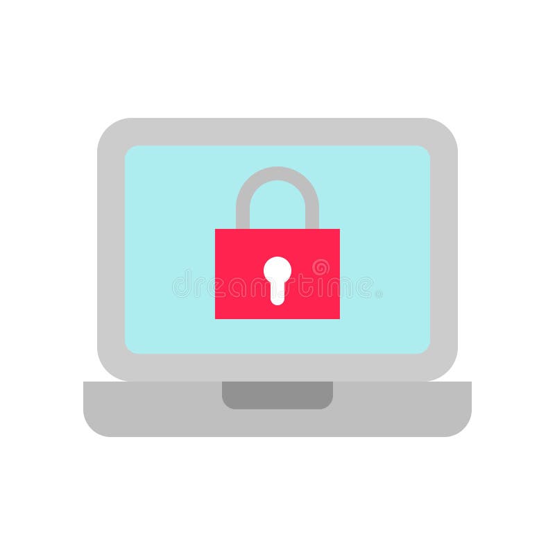 Laptop with Lock Vector, Social Media Flat Style Icon Stock Vector ...