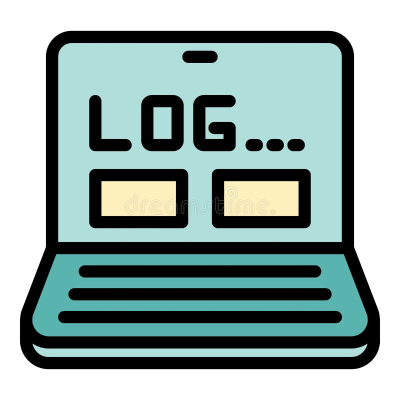 Laptop Log Icon Vector Flat Stock Vector - Illustration of membership ...