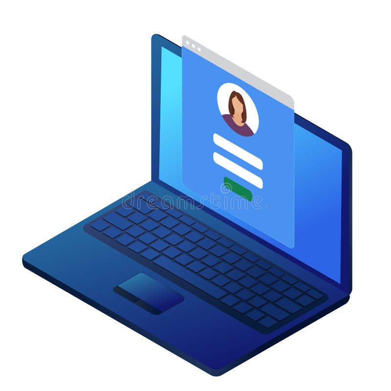 Laptop with Log in or Sign in Screen Stock Vector - Illustration of ...