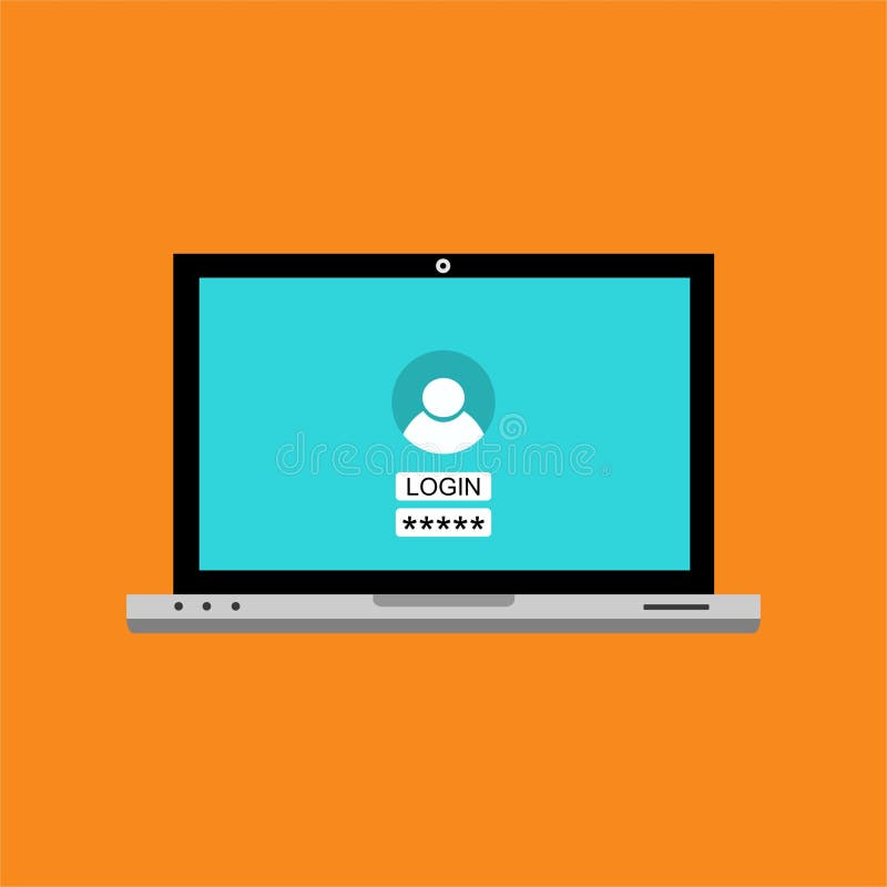 Laptop with Login Form, Flat Design, Illustration Stock Illustration ...