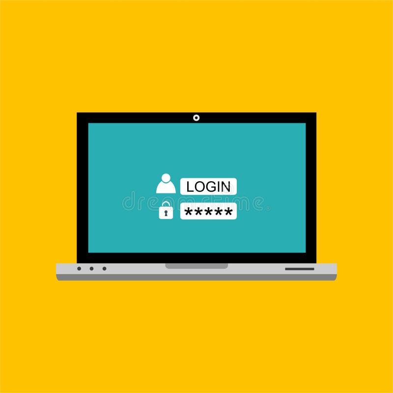 Laptop with Login Form, Flat Design, Illustration Stock Vector ...