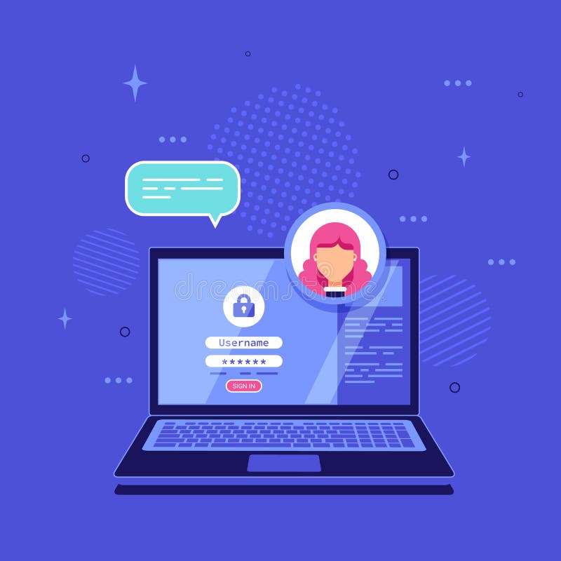 Laptop with Login and Password Form Page on Screen Stock Vector ...