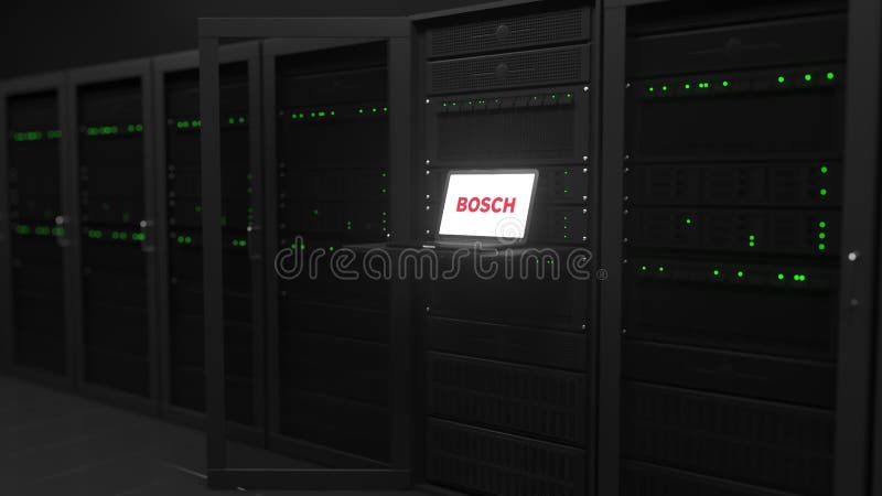 BOSCH Logo on the Screen in a Modern Server Room. Conceptual Editorial ...