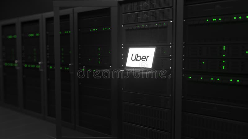 Laptop with the Logo of UBER on the Screen in a Server Room. Conceptual ...