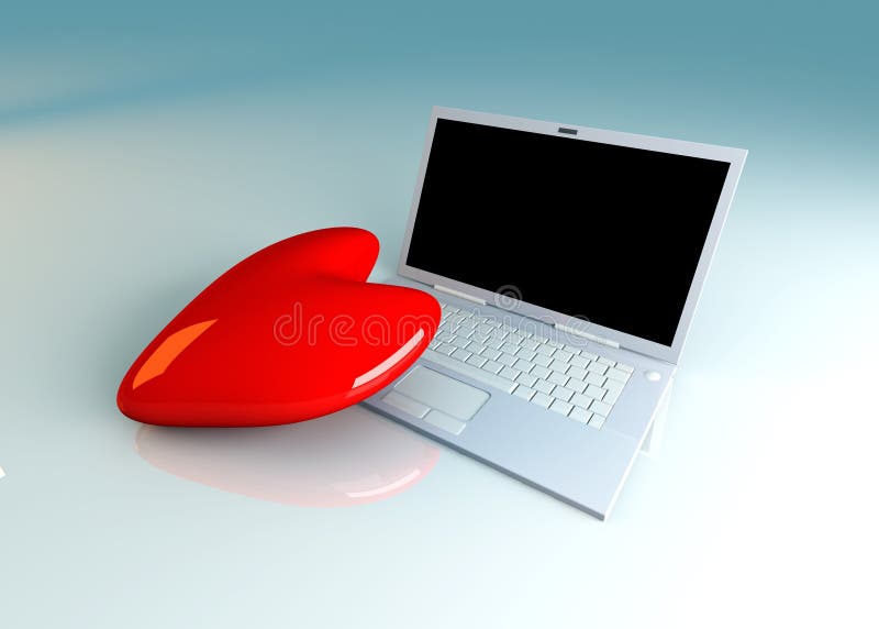 Laptop in Love stock illustration. Illustration of computer - 18585307