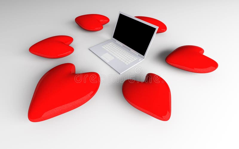 Laptop in Love stock illustration. Illustration of keyboard - 18756543