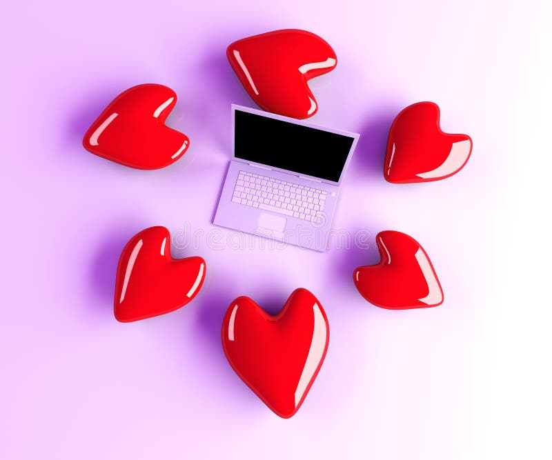 Laptop in Love stock illustration. Illustration of equipment - 20024868