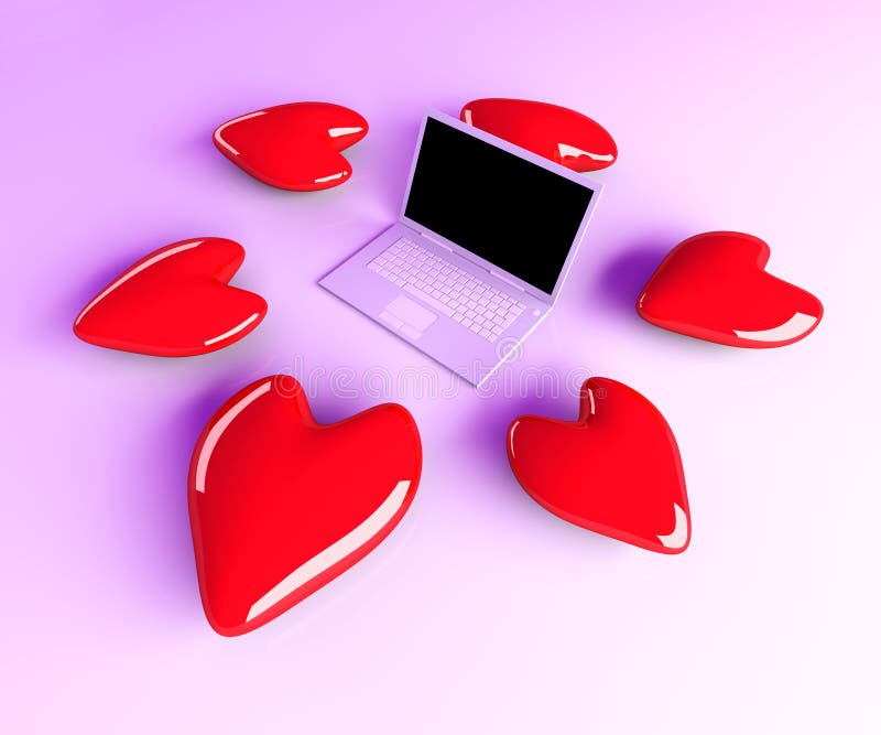 Laptop in Love stock illustration. Illustration of computer - 18585307