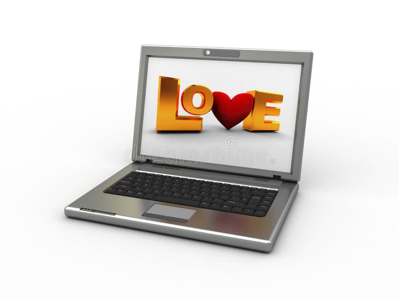 Laptop with love sign stock illustration. Illustration of laptop - 8468951