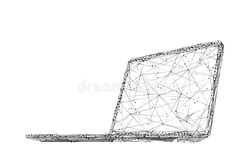 Laptop low poly BW stock vector. Illustration of concept - 140386500
