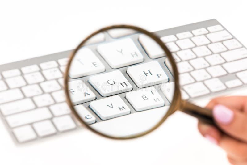 Laptop with a Magnifying Glass Stock Photo - Image of keyboard ...