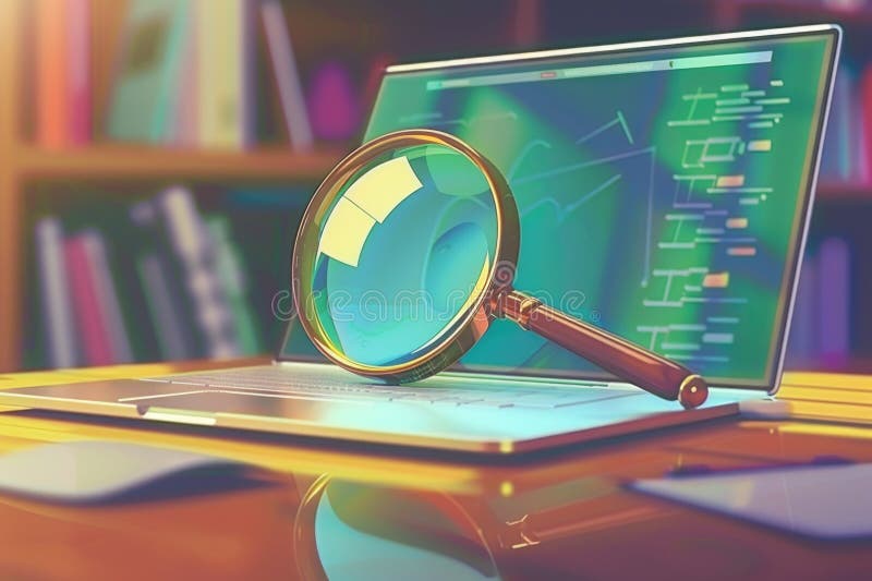 A Laptop with a Magnifying Glass on Top. Ideal for Technology and ...