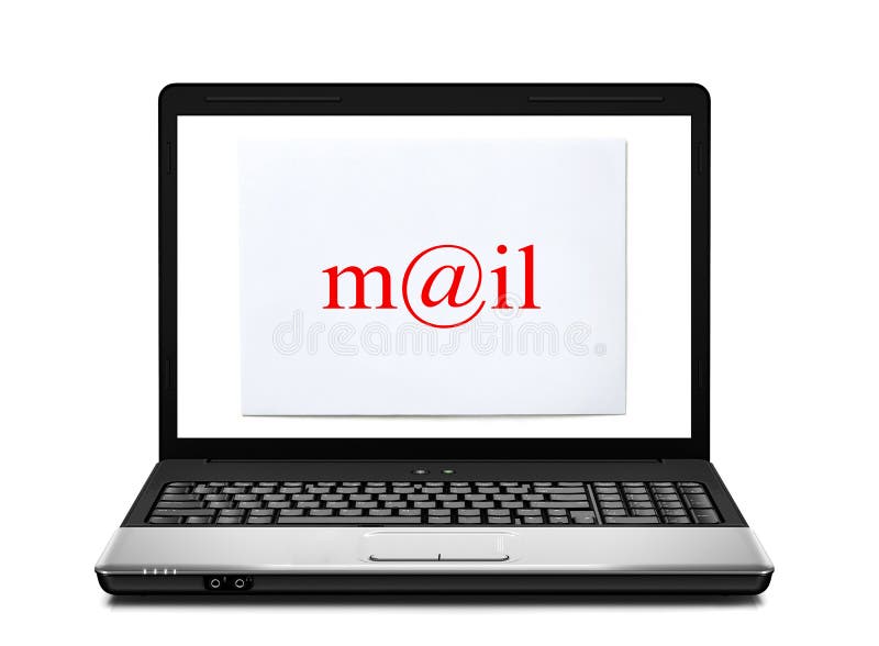 Laptop with mail envelope stock image. Image of glass - 60846273