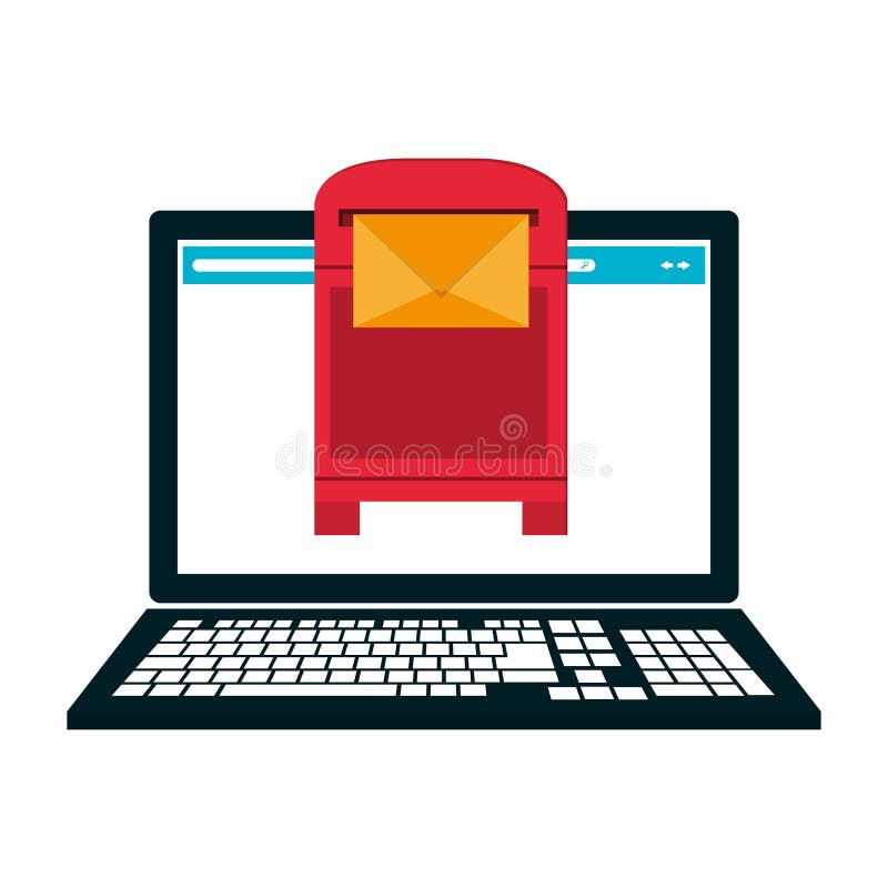 Laptop with Mailbox on Screen Stock Vector - Illustration of vector ...