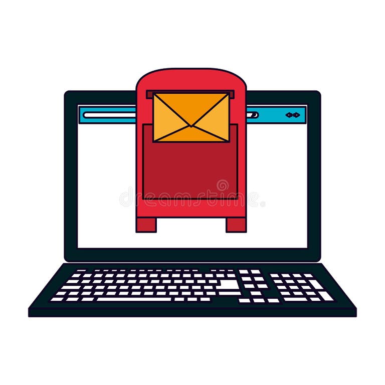 Laptop with Mailbox on Screen Stock Vector - Illustration of contact ...