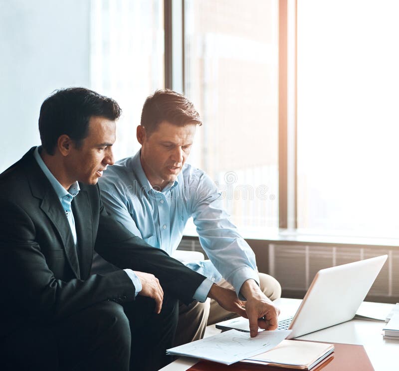 Laptop, Management and Planning with Business Men in Office Together ...