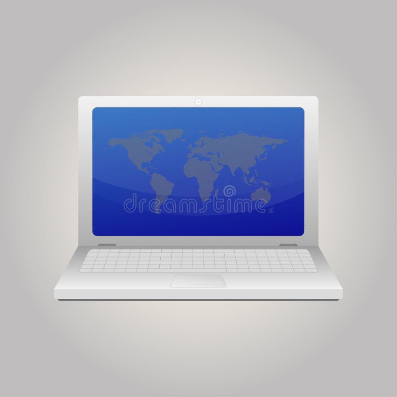 Laptop with Map on the Desktop Vector Stock Illustration - Illustration ...
