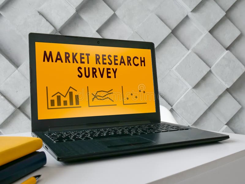 Laptop with Market Research Survey Data. Stock Image - Image of ...
