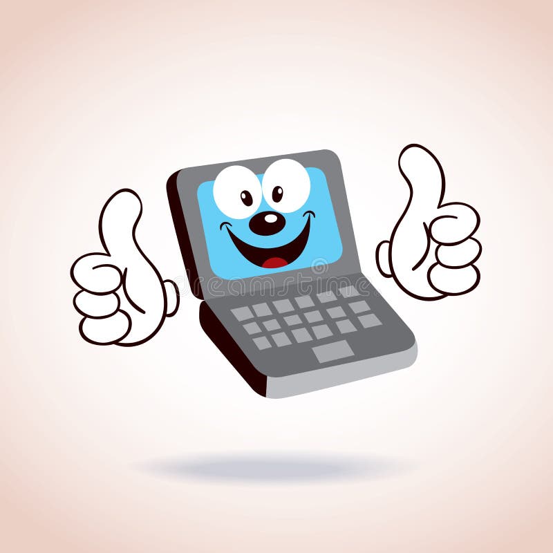 Laptop Mascot Cartoon Character Stock Vector - Illustration of laptop ...