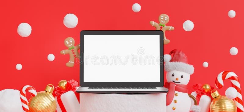Laptop with Merry Christmas Concept for Your Product Display Stock ...