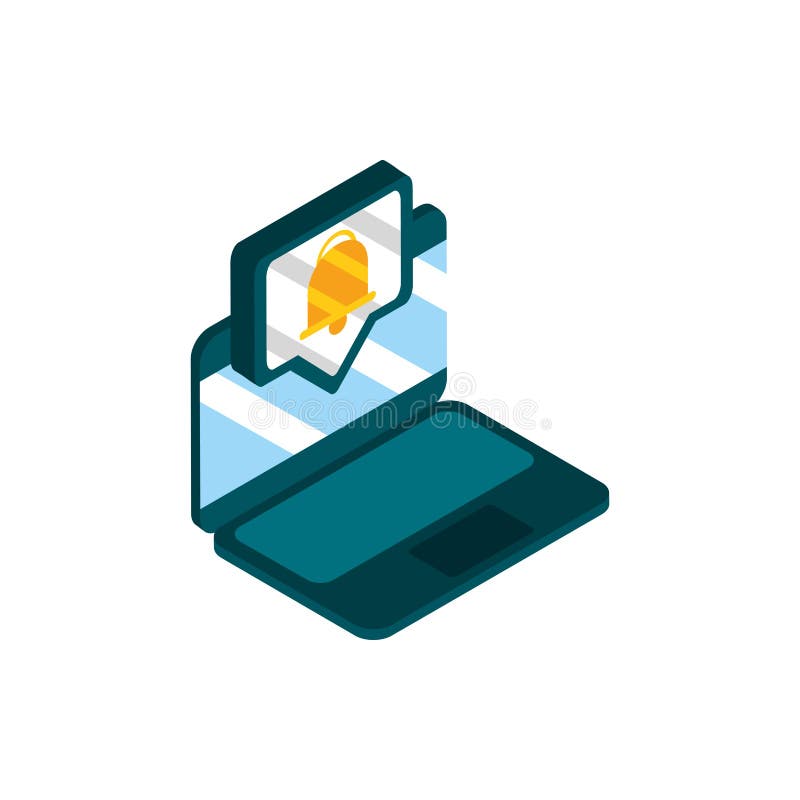 Laptop Message Notification Social Media Isometric Icon Stock Vector ...