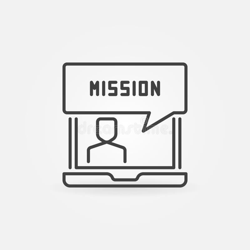 Laptop and Mission Vector Concept Outline Icon Stock Vector ...