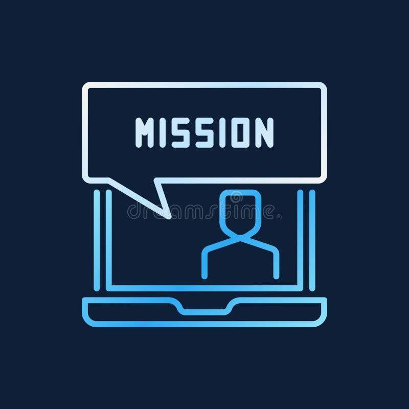 Mission Vector Blue Outline Illustration on Dark Background Stock ...
